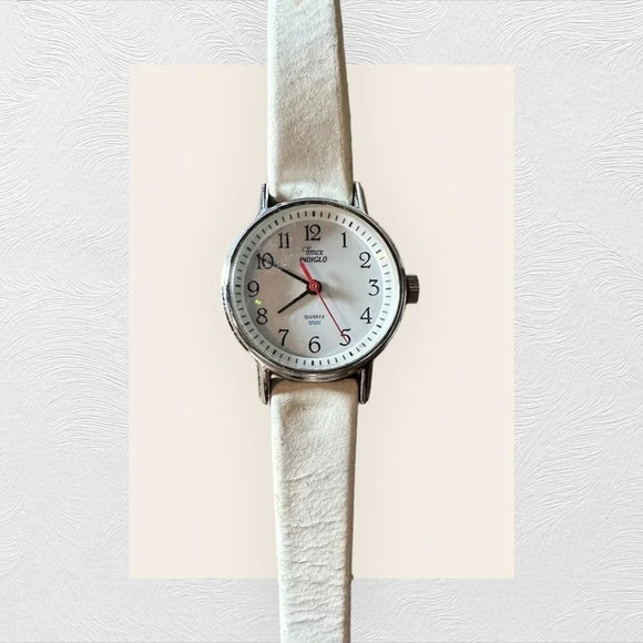 Timex | Accessories | Vintage Timex White Leather Band And Dial | Poshmark